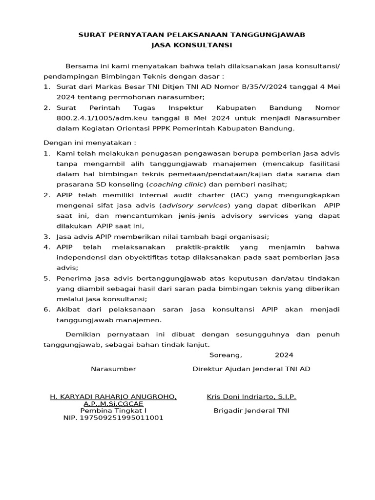Surat Pernyataan Tanggungjawab Narsum | PDF