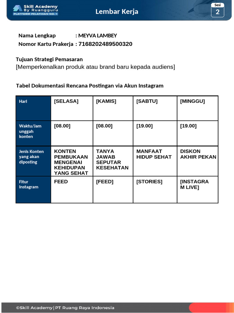 TPM 2 Membuat Strategi Pemasaran Di Instagram - [MEYVA LAMBEY] | PDF