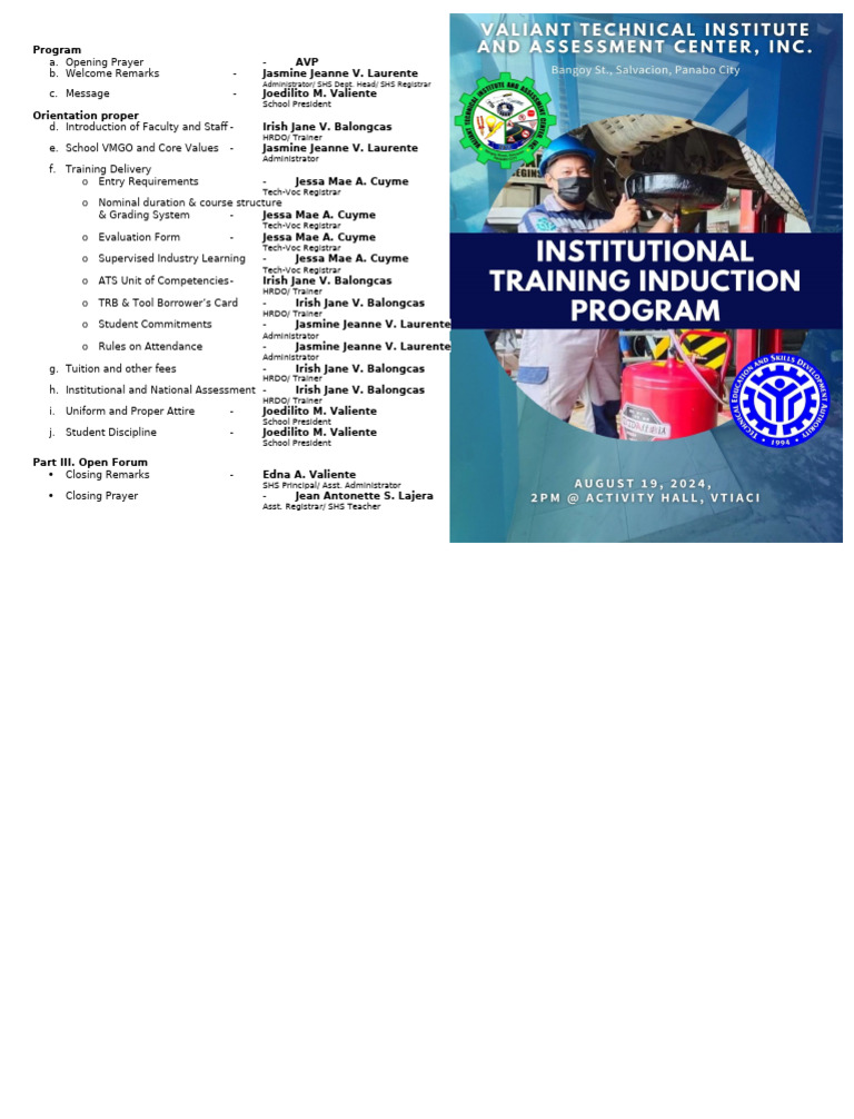 TVET Trainees Orientation Program | PDF