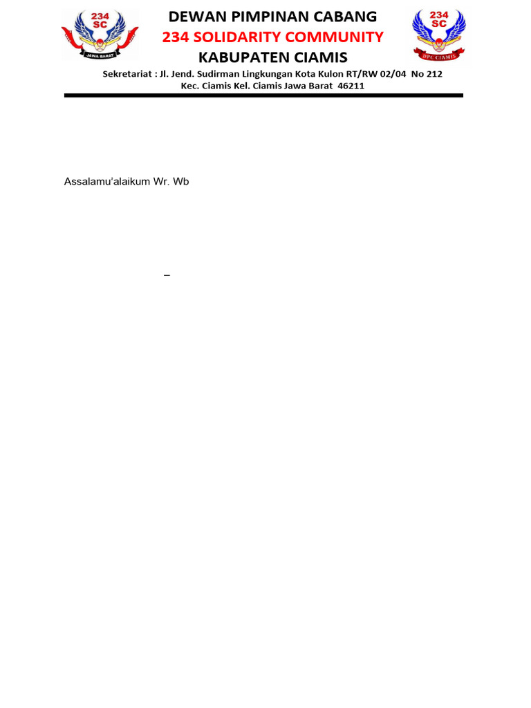 Surat Permohonan Tempat | PDF