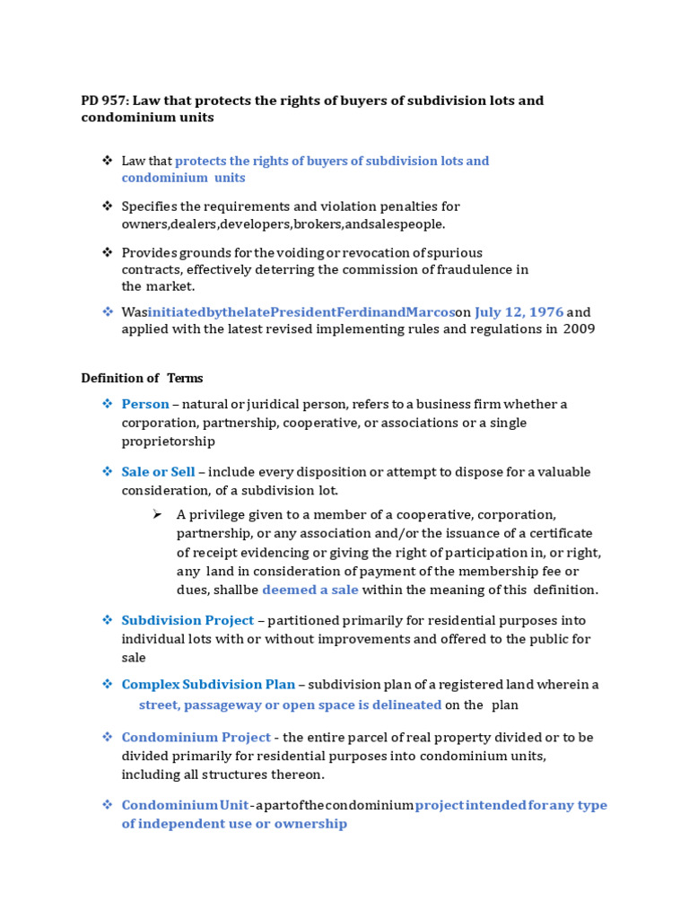 PD 957 | PDF