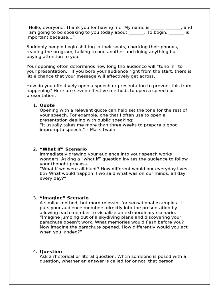 Speech Writing Methods | PDF