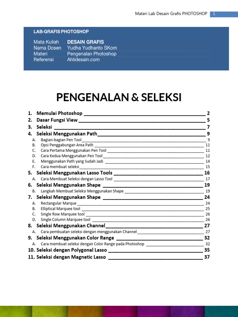 Materi Lab Desain Grafis Photoshop Penge | PDF
