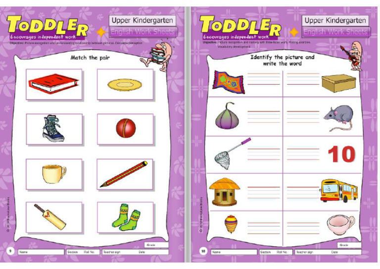 Match The Pair Identify The Picture UKG Eng Worksheet | PDF