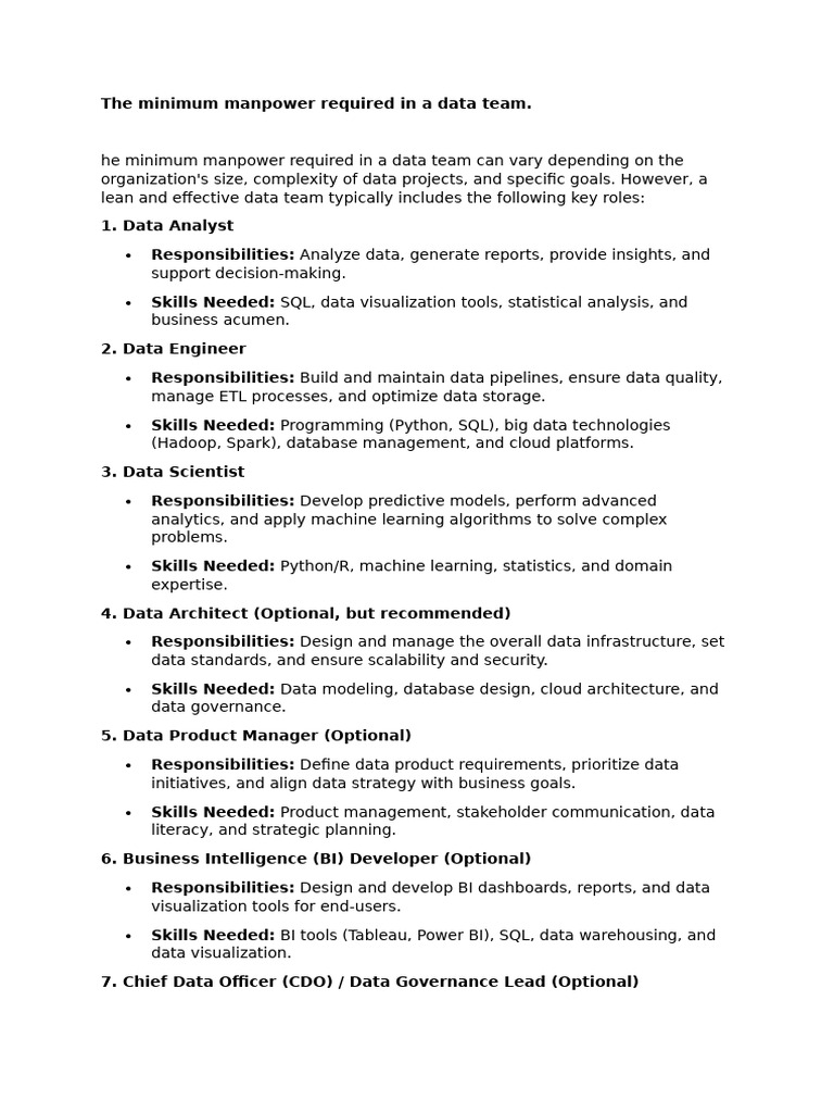 The Minimum Manpower Required in A Data Team | PDF