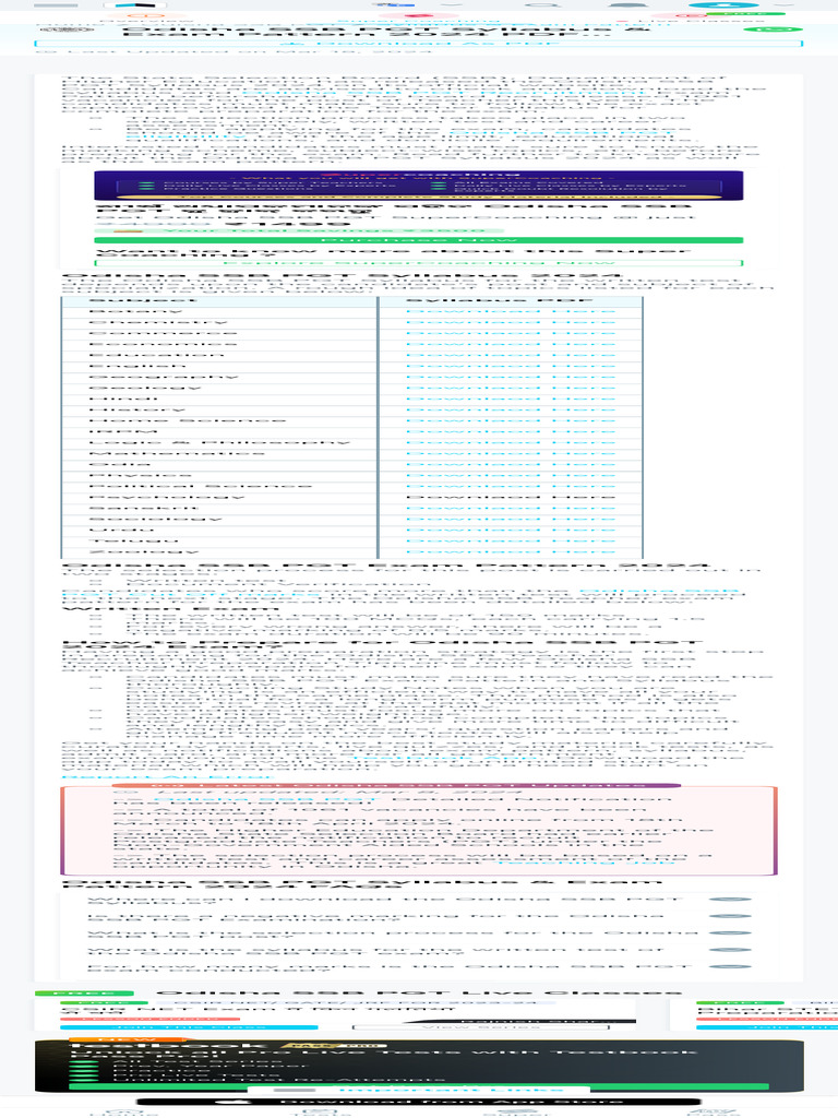 Odisha SSB PGT Syllabus 2024 Guide | PDF | Science