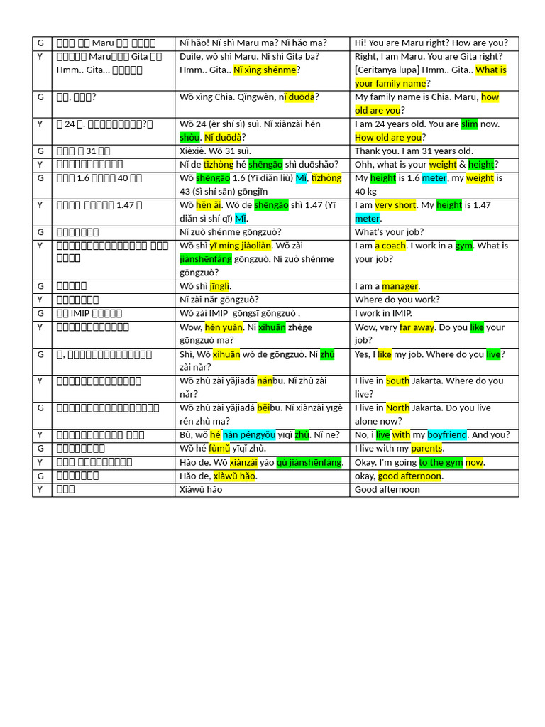 Conversation Mandarin GY | PDF
