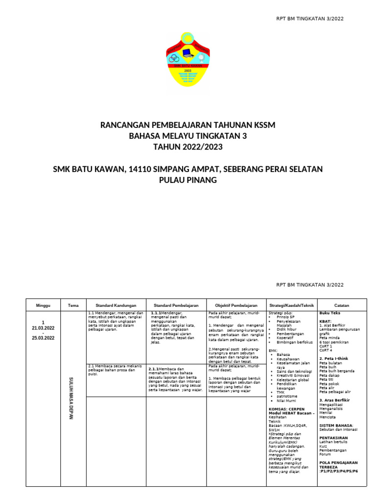 RPT BM 2022-23 | PDF