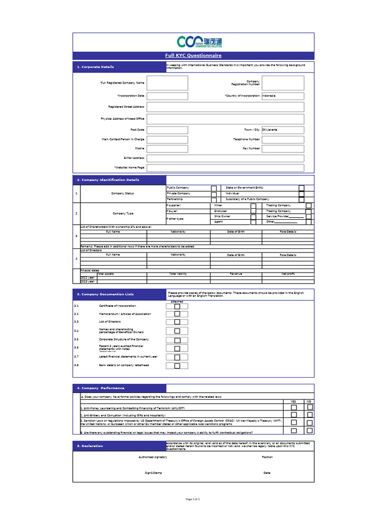 CCS KYC Questionnaire Form | PDF