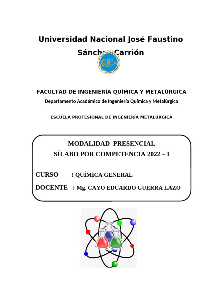 Silabo de Química General 2022-1 | PDF
