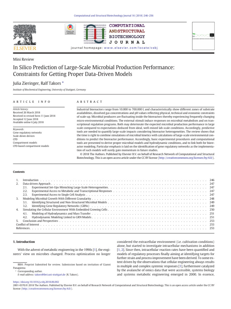 In Silico Prediction of Large-Scale Microbial Production Performance | PDF