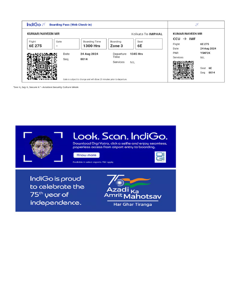 BoardingPass Kolkata To Imphal | PDF