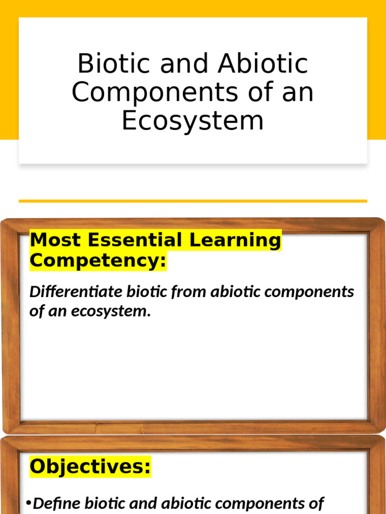 Biotic and Abiotic Components | PDF