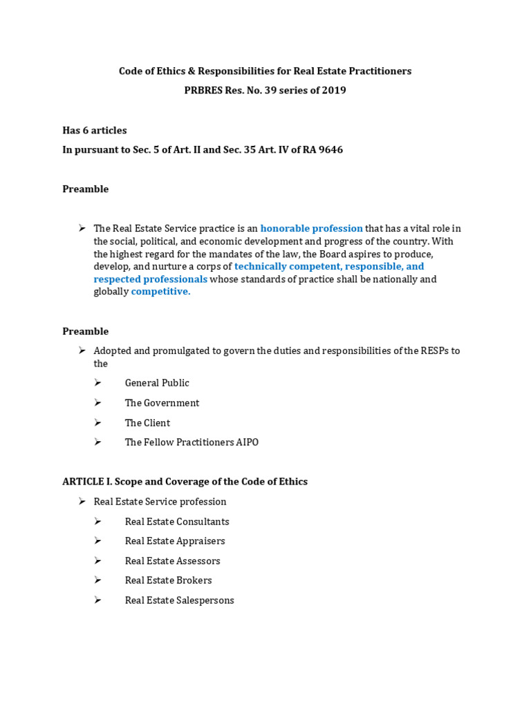 Code of Ethics and Responsibilities | PDF