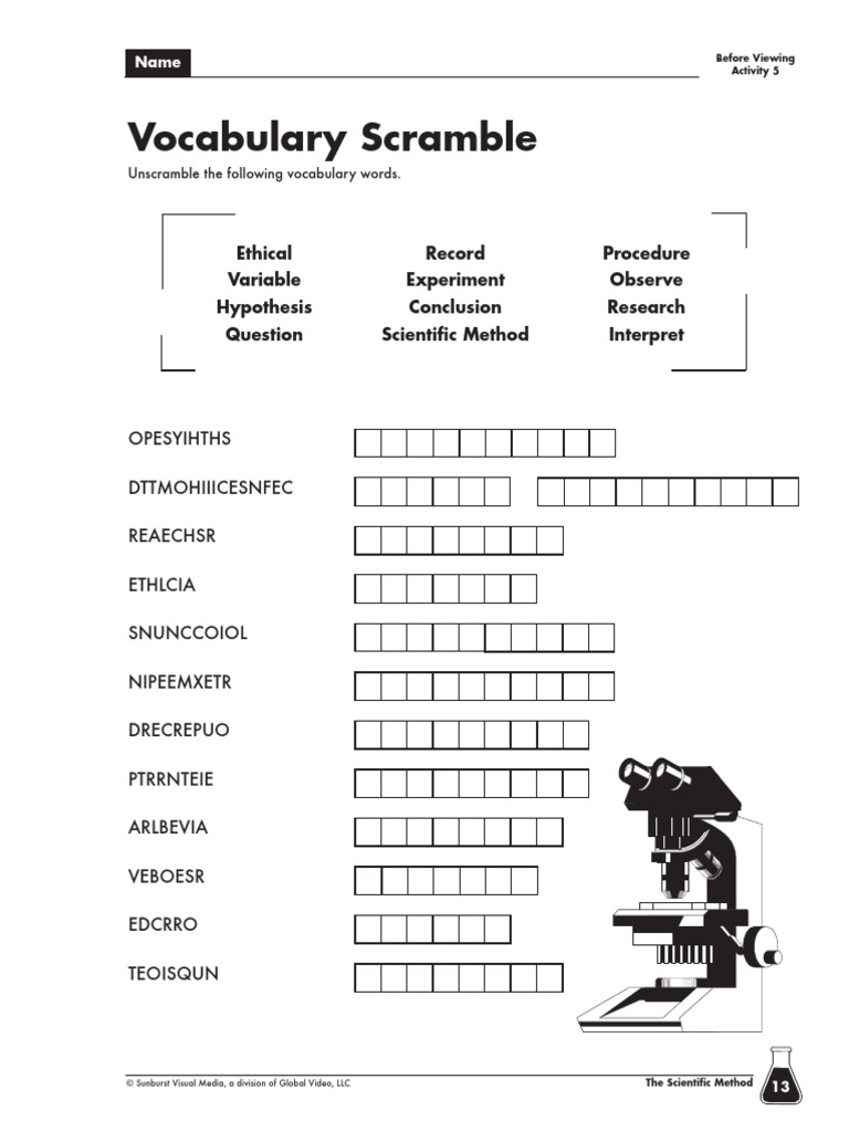 Sci Method-Vocab Scramble | PDF | Science & Mathematics