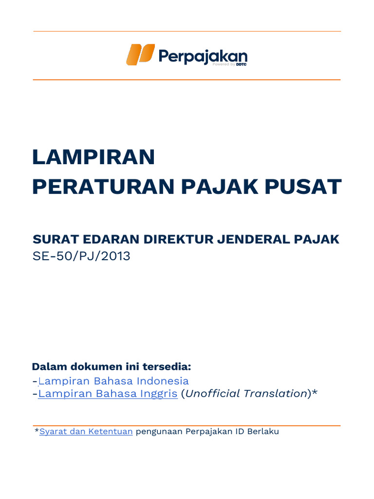 Lampiran Surat Edaran Direktur Jenderal Pajak Nomor _ SE-50_PJ_2013 | PDF