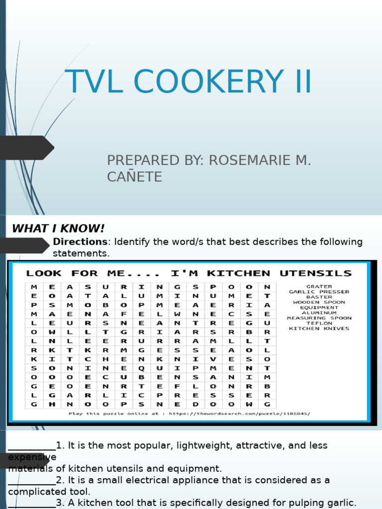 TVL Cookery II PPT Q1m2day | PDF