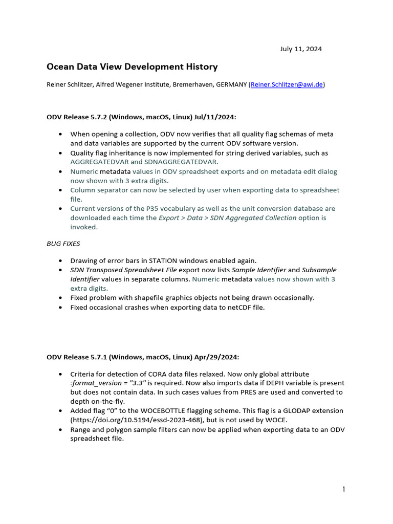 ODV Changes | PDF