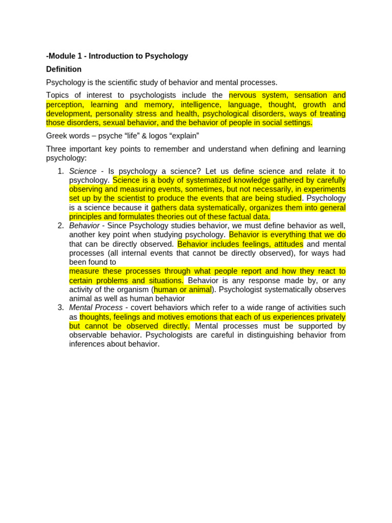 Introduction to Psychology | PDF