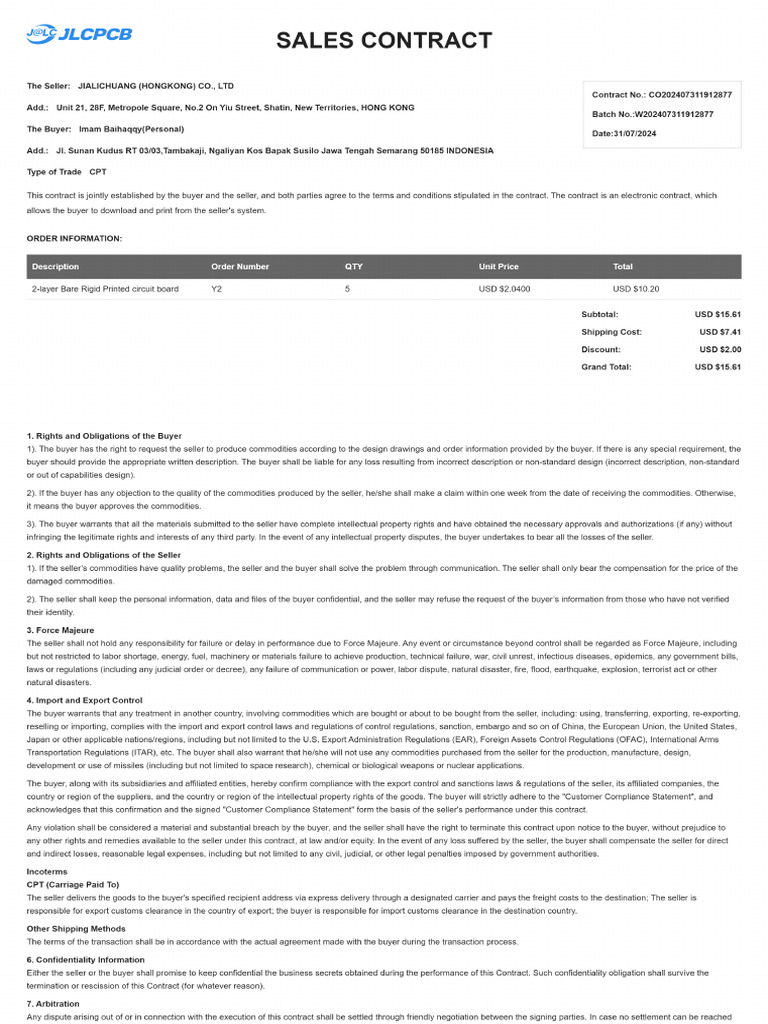 Sales Contract | PDF