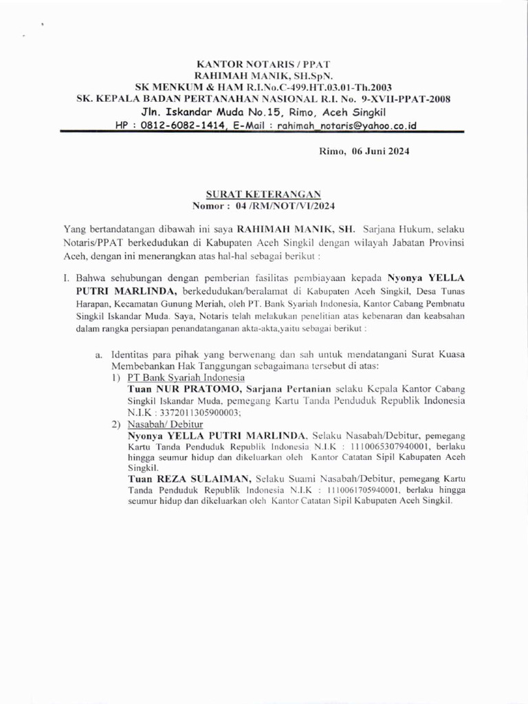 Covernote Notaris | PDF