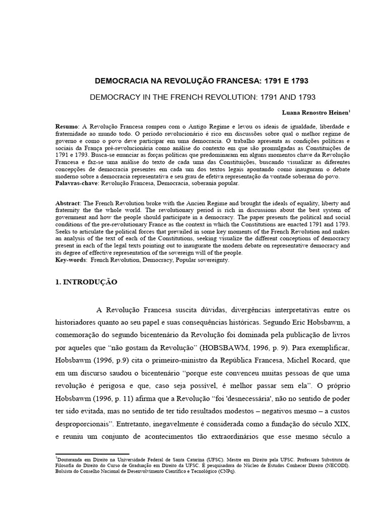 Democracia Na Revolução Francesa - 1791 e 1793 | PDF