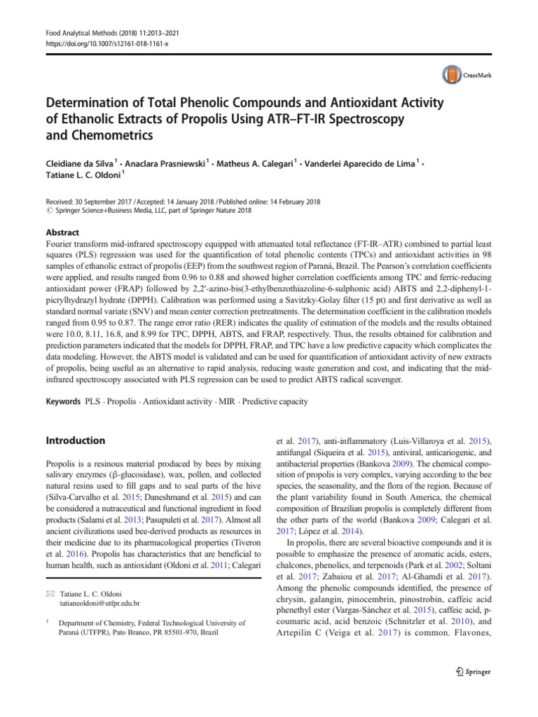 Determination of Total Phenolic Compounds and Antioxidant Activity | PDF