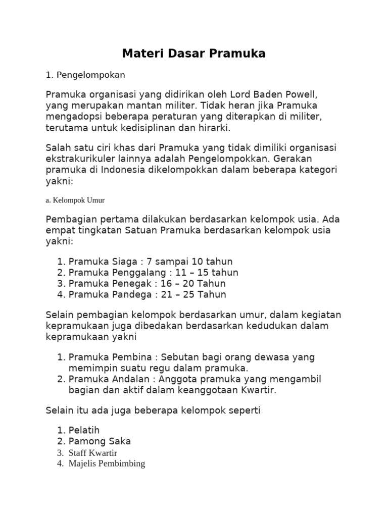 Materi Dasar Pramuka | PDF
