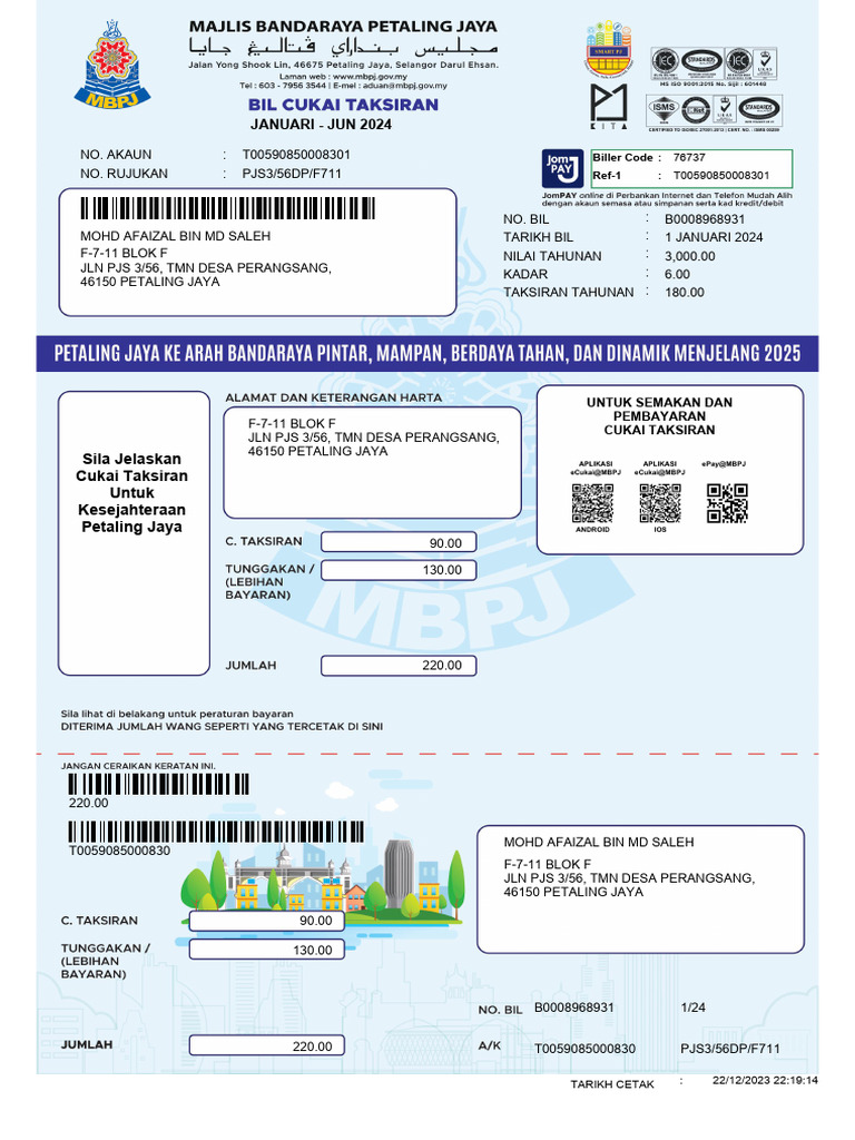 RPT Salinan Bil Cukai Taksiran 2 | PDF