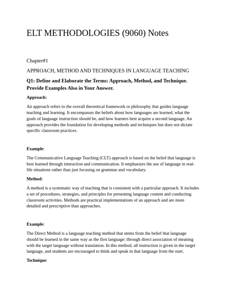 Elt Methodologies Notes | PDF