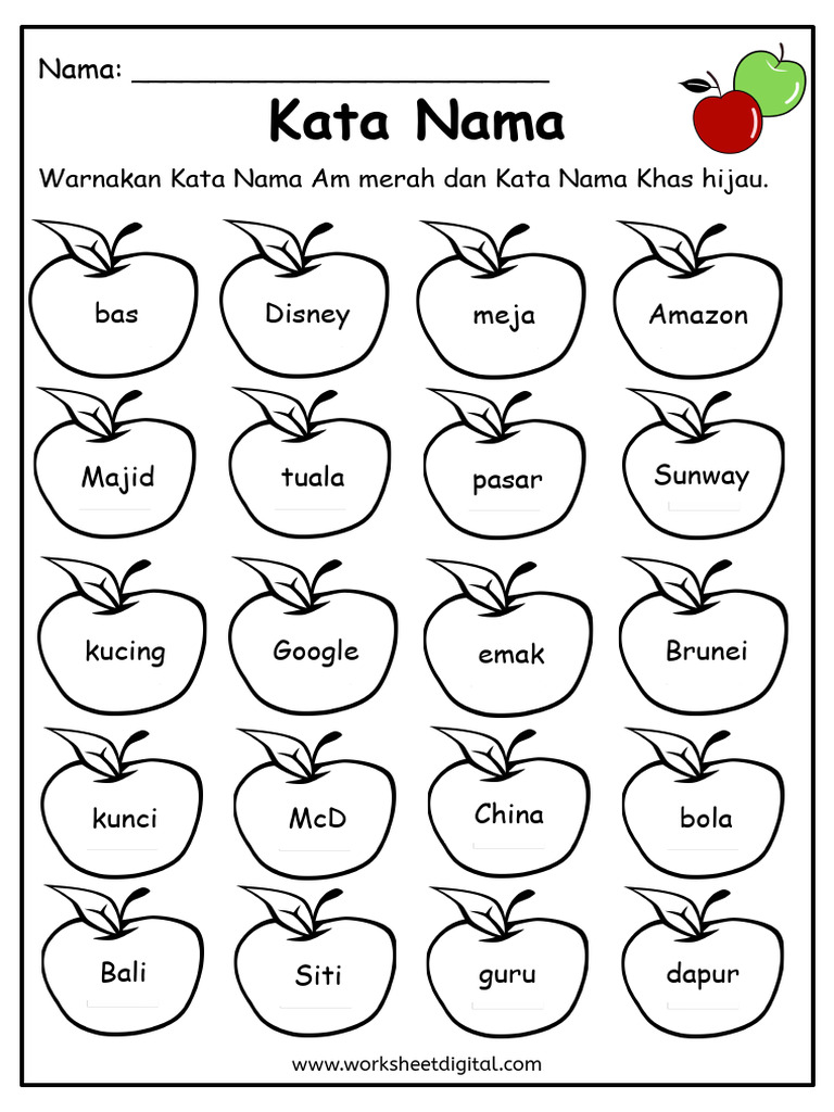 Warnakan Kata Nama Am Dan Khas 0rjlyp | PDF