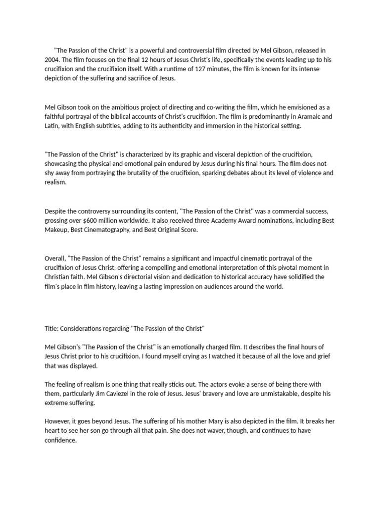 The Passion of the Christ | PDF