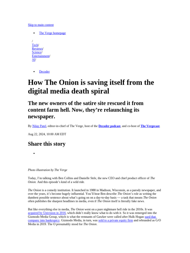 Onion Saving Itself | PDF