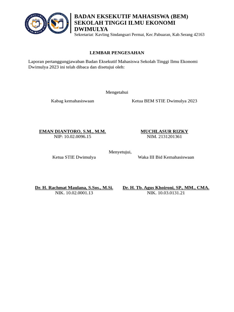 LPJ Akhir Tahun Bem | PDF