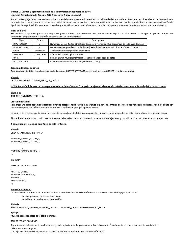 Comandos Basicos de SQL | PDF