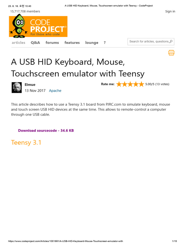 A USB HID Keyboard, Mouse, Touchscreen Emulator With Teensy ...