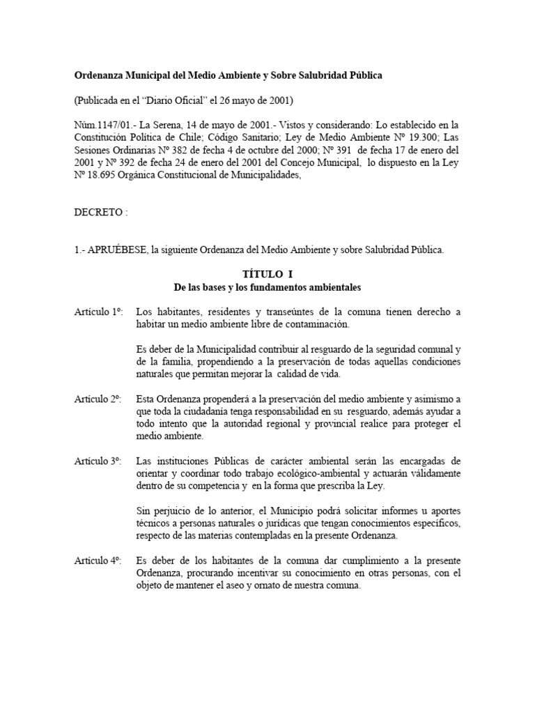 Ordenanza Medio Ambiente | PDF