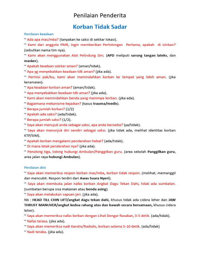Penilaian Pertolongan Pertama | PDF Penilaian Pertolongan Pertama | PDF