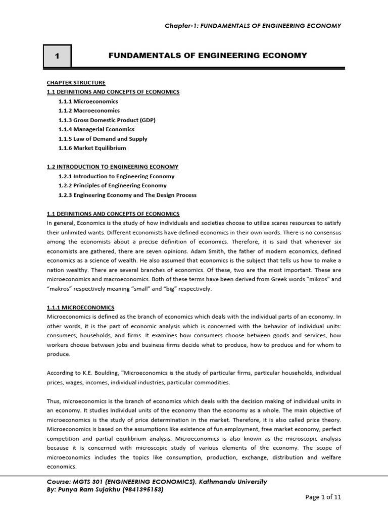 1MGTS301-Ch1 - Introduction To Engineering Economics | PDF