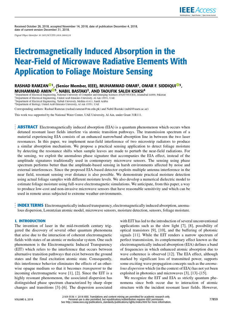 Electromagnetically Induced Absorption in The Near-Field of Microwave ...