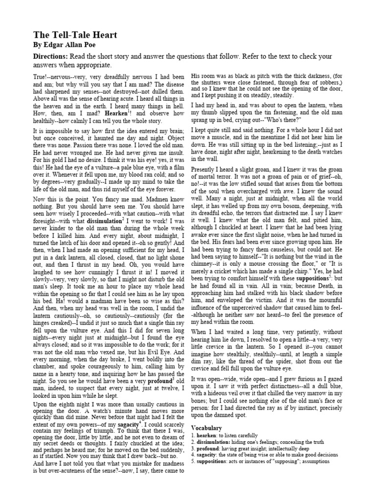 The Tell Tale Heart Students | PDF