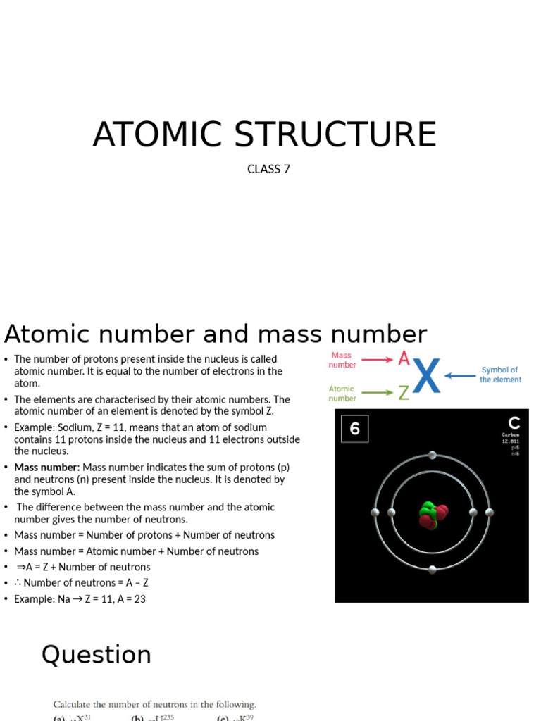 ATOMIC STRUCTURE Class 7 | PDF