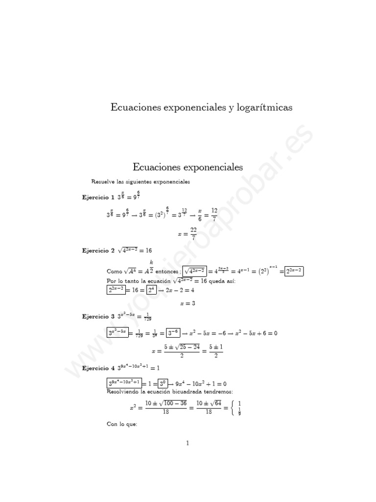 Ecuaciones Exponenciales y Logaritmicas | PDF