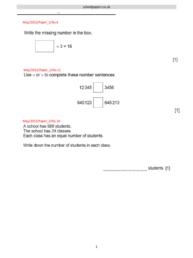 Counting and Sequences Checkpoint Primary Mathematics | PDF | Business ...