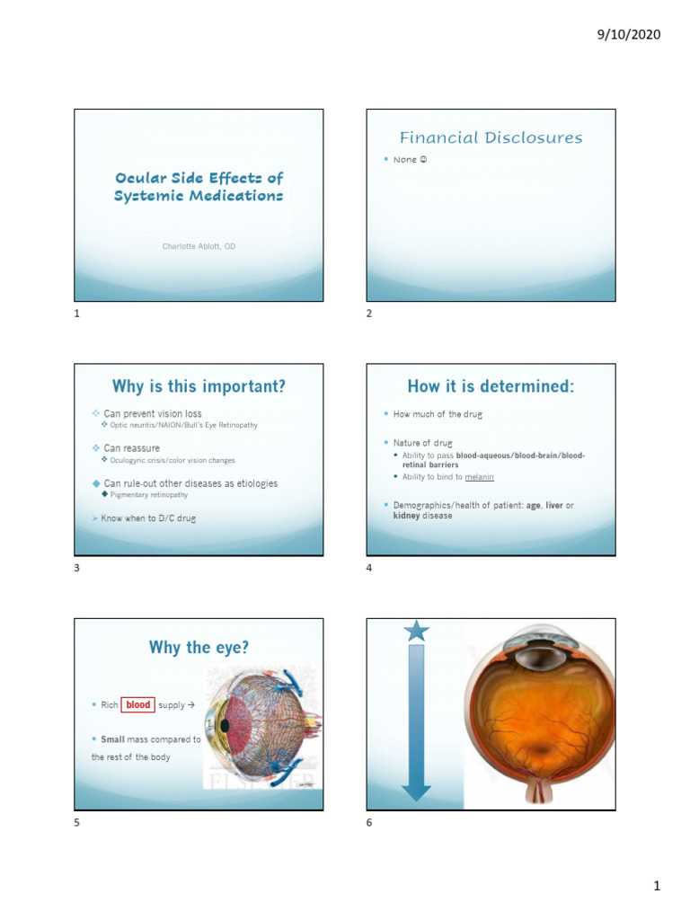 HANDOUT - Ocular Side Effects of Systemic Medications | PDF | Retina ...