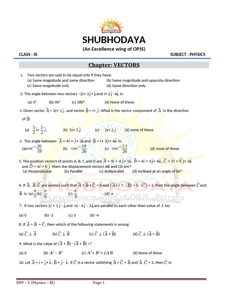 DPP-2 - Vector | PDF
