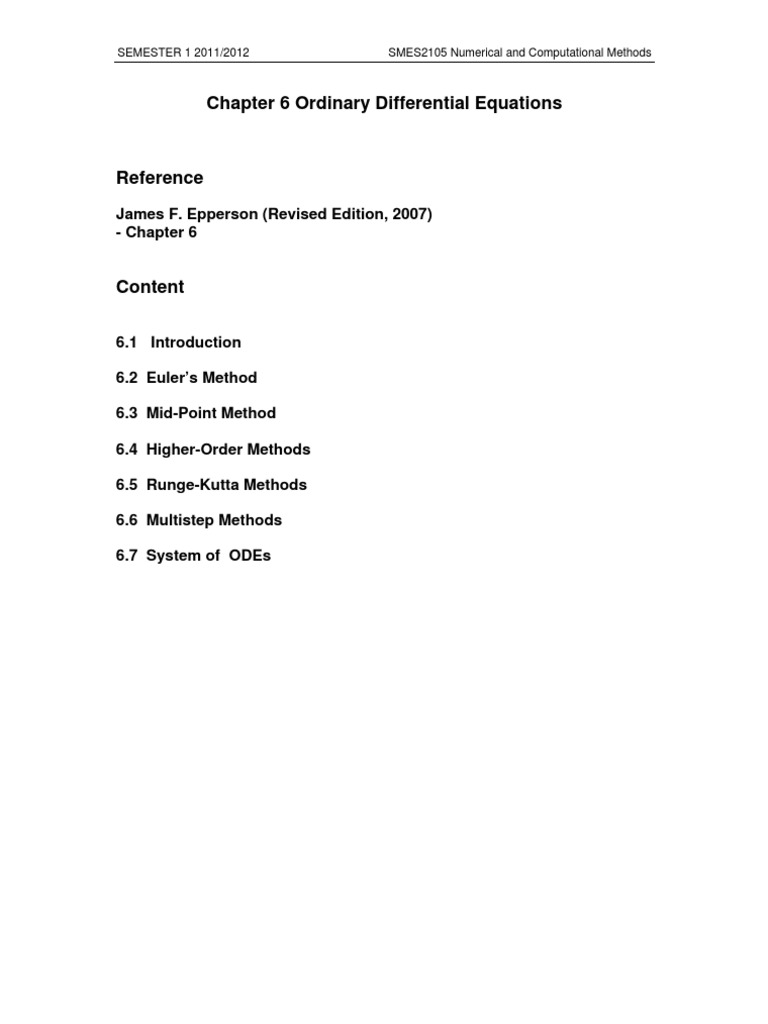 ODE Numerical Methods Overview | PDF | Ordinary Differential Equation ...