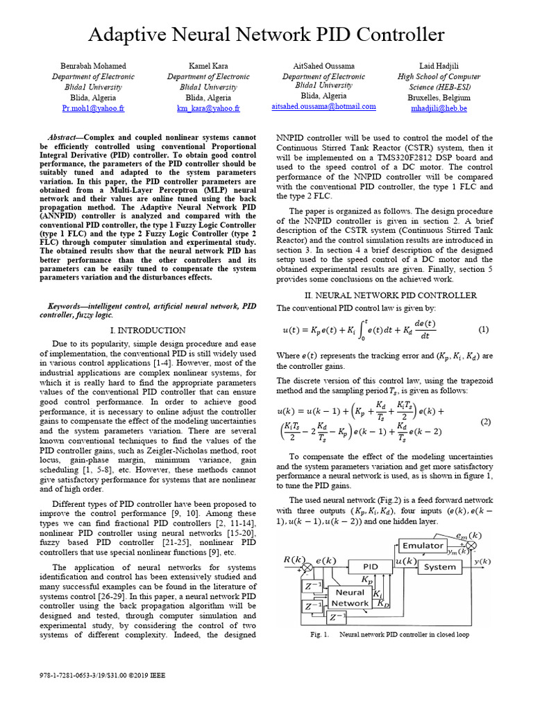 Adaptive Neural Network Pid Controller Pdf