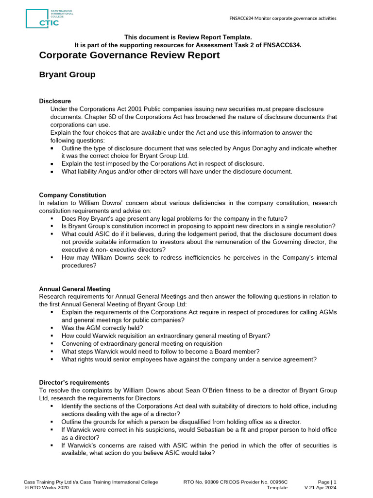 FNSACC634 Template Tasks 2 - Review Report Template | PDF | Audit ...