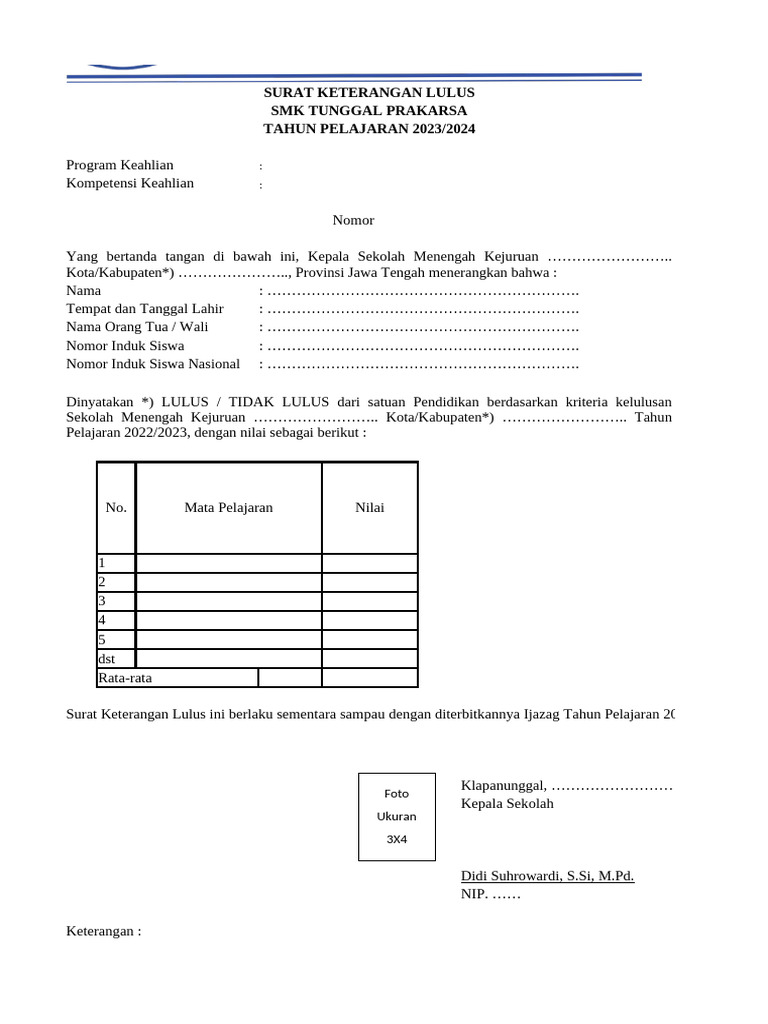 Format SKL SMKTP 2024 | PDF